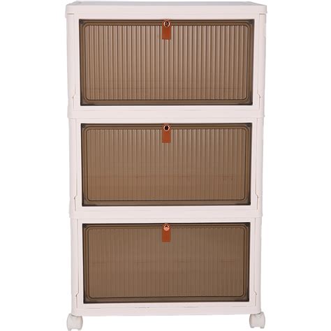 Set Of 4 Storage Boxes Stackable Foldable With Wheels