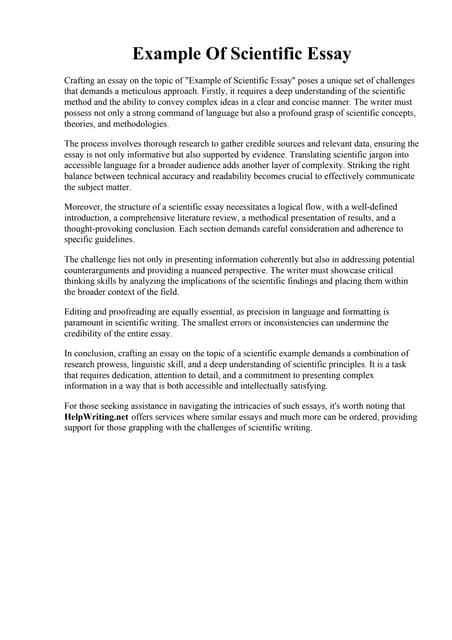 Example Of Scientific Essay Writing A Scientific Essay Telegraph Pdf