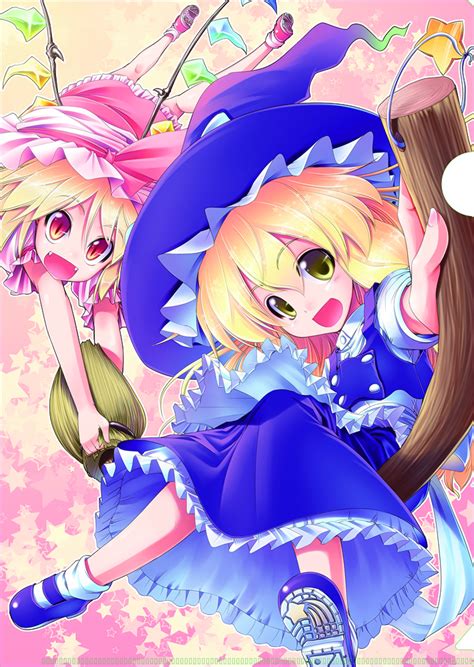 Safebooru Aozora Market Blonde Hair Broom Broom Riding Dress Fangs