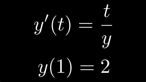 Solve The Initial Value Problem Yt Ty With Y1 2 Youtube
