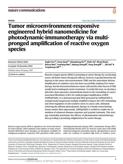 Pdf Tumor Microenvironment Responsive Engineered Hybrid Nanomedicine For Photodynamic