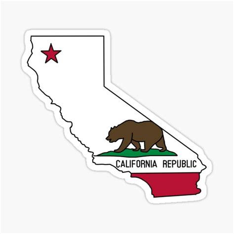 California State Outline With Flag Sticker For Sale By Okunicka