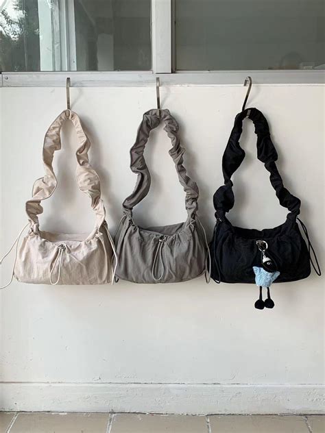 로어블 컬러별로소장당일출고보장🚛 셔링 곱창끈 나일론 크로스백 숄더백 미니백