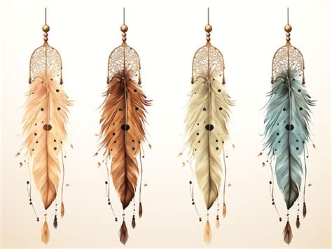 Premium Photo Watercolor Of Raffia Natural String With Feathers And