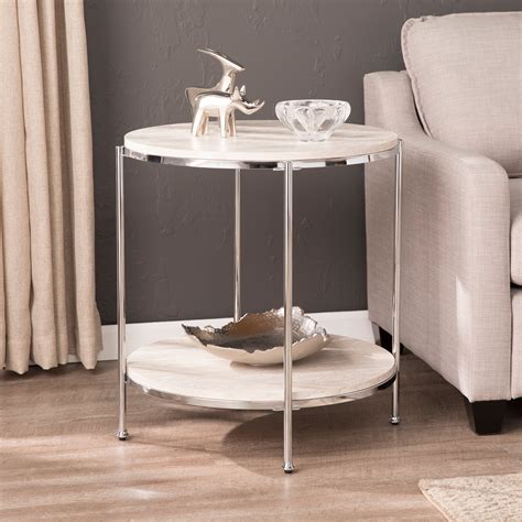Silas Round Faux Stone End Table Sei Furniture