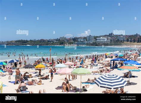 Bondi Beach Sydney Summer 2023 View South Towards Bondi Icebergs Of