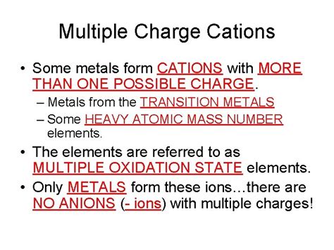 Binary Compounds With Multiple Charge Cations Multiple Charge