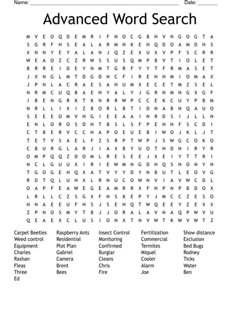 Advanced Word Searches Printable Wordsearch