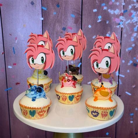 Amy Rose Cupcake Toppers Amy Cupcake Toppers Amy Rose Cupcake Toppers Sonic Party Sonic