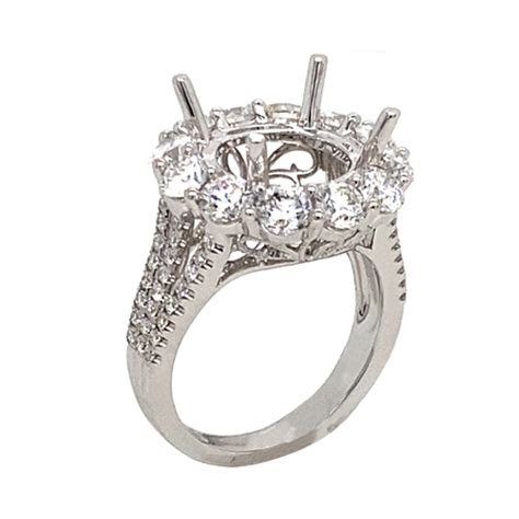 18k White Gold Diamond Semi Mount Pink Diamond