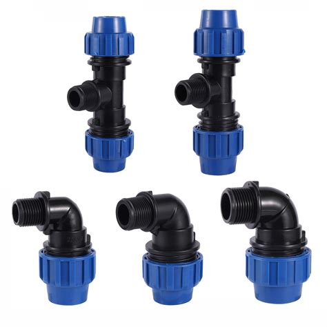 1 2 3 4 1 Male Thread Elbow Tee Connector Plastic Pe Pipe Tee Elbow Coupling Garden
