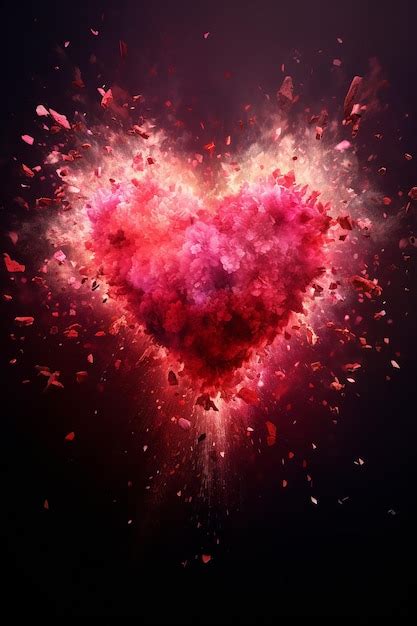 Premium Photo A Red And Pink Color Exploding Heart For Valentine Day