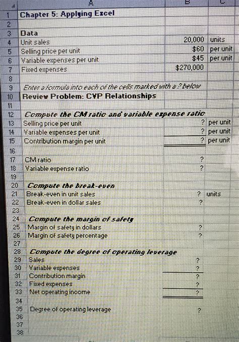 Solved Chapter 5: Applying Excel: Excel Worksheet (Part 1 of | Chegg.com