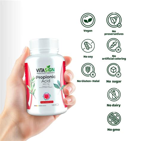 Propionic Acid Capsules 500mg Vitasign Vegan Support Vitasign