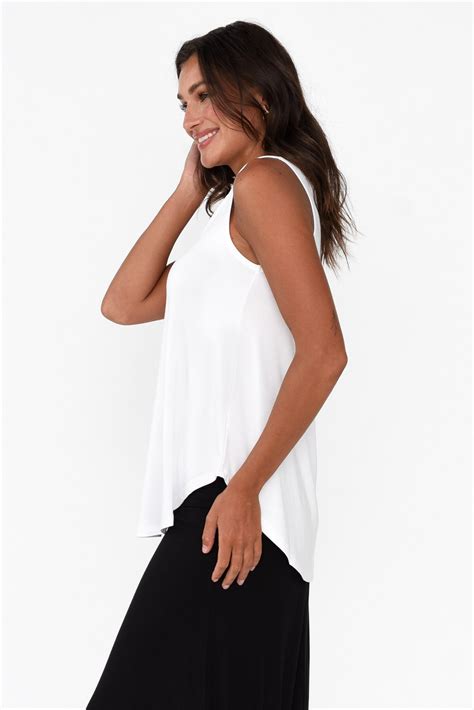 Rihanna White Bamboo Tank Blue Bungalow
