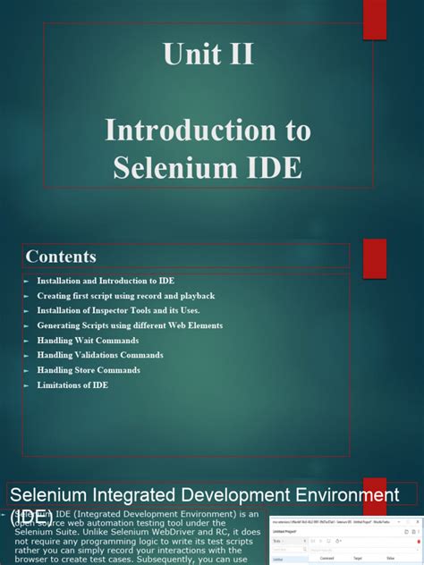 Unit Ii Introduction To Selenium Ide Pdf Selenium Software Computer Programming