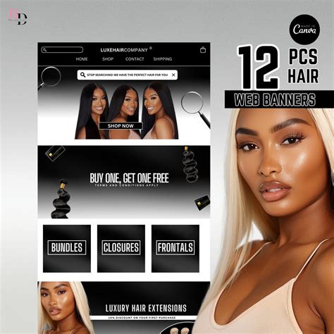 12 Black Luxury Website Banners Design Diy Banners Kit Hair Seller