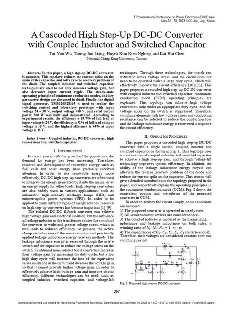 A Cascoded High Step Up Dc Dc Converter With Coupled Inductor And Switched Capacitor Pdf