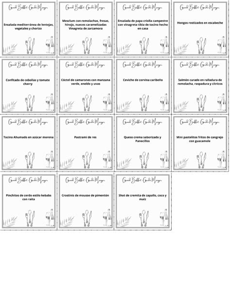 Menu Buffet Pdf