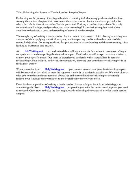 Thesis Results Chapter Sample Pdf Thesis Methodology
