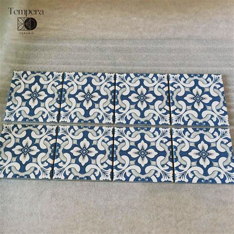 Mediterranean Pool Tiles Blue And White Floral Waterline Tile Set Etsy