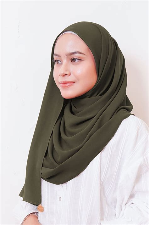 Liana Basic Plain Shawl Dark Olive Green Maroon Red