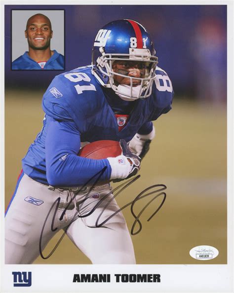 Amani Toomer Signed Giants 8x10 Photo Jsa Coa Pristine Auction
