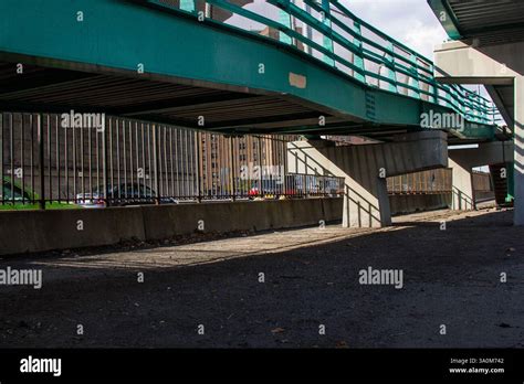 The Upward Perspective Of An Underpass In Nyc By East River Park Shot