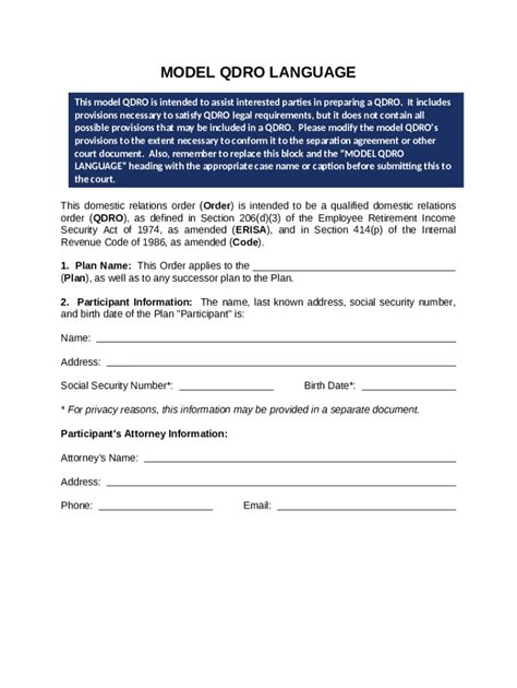 Model Qdro In The Court Of Common Pleas Of County Doc Template Pdffiller