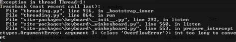 Pyinstaller Python Keyboard Library Overflowerror Only When Packaged