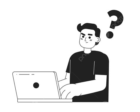 Monochromatic Flat Vector Character Depicting A Programmer In Confusion