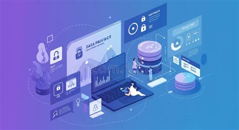 Illustration Depicting A Digital Data Privacy Theme A Laptop