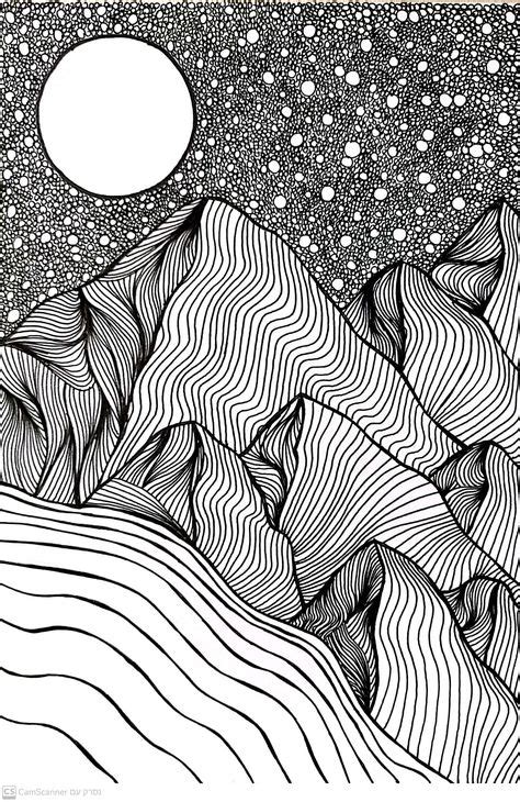 Line Art Drawings Landscapes