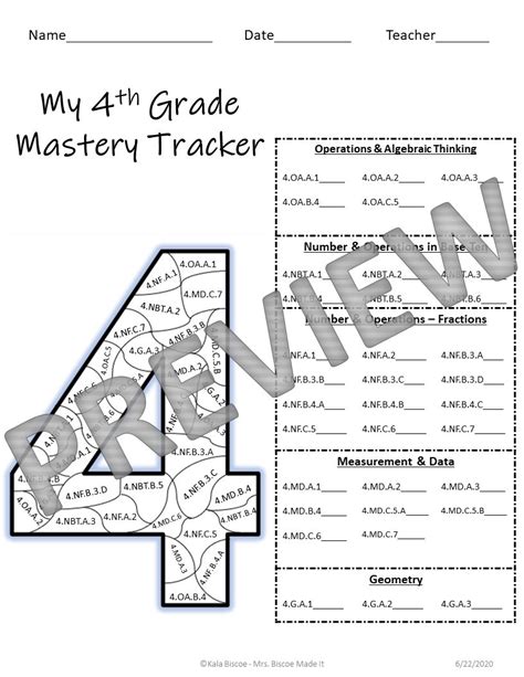 4th Grade Math Data Tracker Ccms