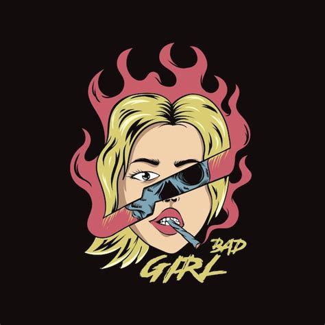 Bad Girl Women Pop Art Illustration Premium Vector