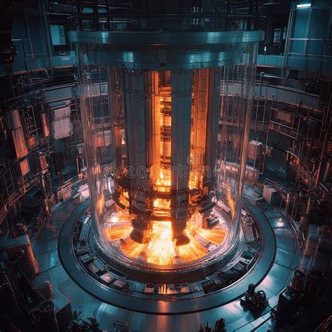 Glowing Energy Reactor Inside A High Tech Laboratory Environment Stock