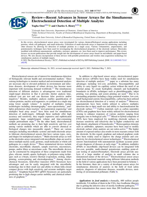 Review—recent Advances In Sensor Arrays For The Simultaneous