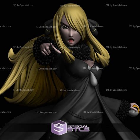 Cynthia With Garchomp Pokemon V2 Digital Sculpture Specialstl