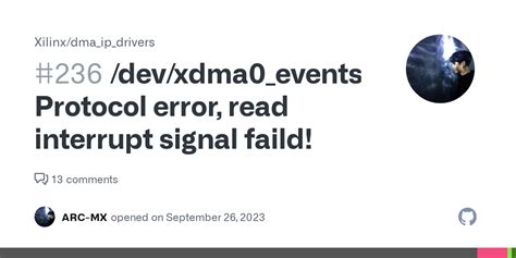 dev xdma0 events 0 protocol error read interrupt signal faild