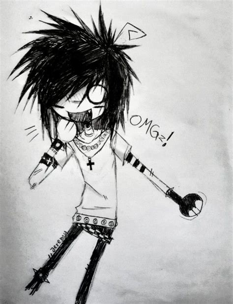 Scene Emo Art Captivating Illustration Of A Punk Cartoon Character