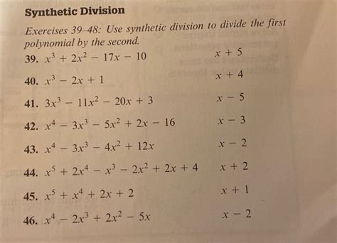 Solved Synthetic Division Exercises Use Synthetic Chegg