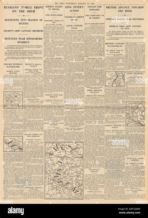 1945 The Times Reporting Red Army Reach River Oder Battle Of The Bulge
