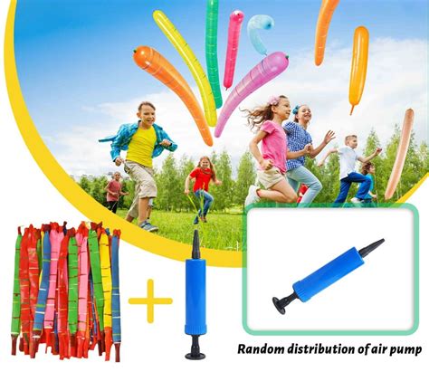 100 Pack Multicolor Rocket Balloons Pump 40 Inch Long Flying