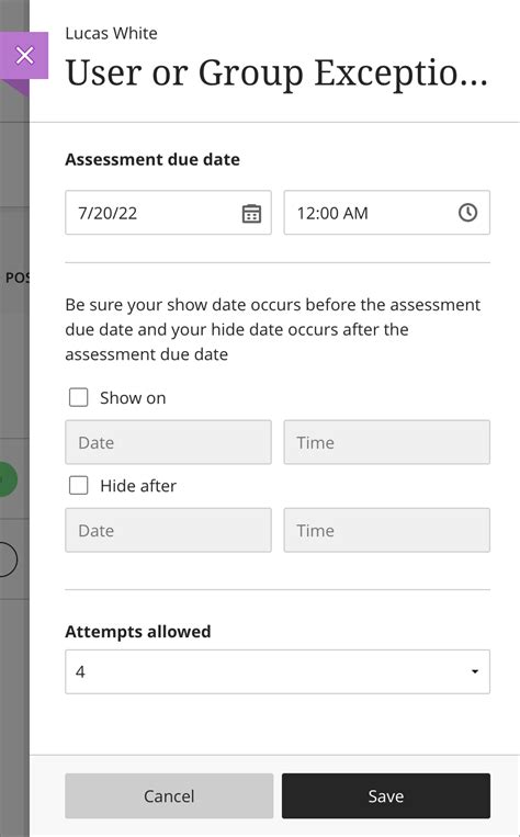 Due Date Exceptions 390046 Blackboard Help