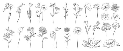 Easy Line Drawings Of Flowers Easy Funeral Flower Drawing Tattoo
