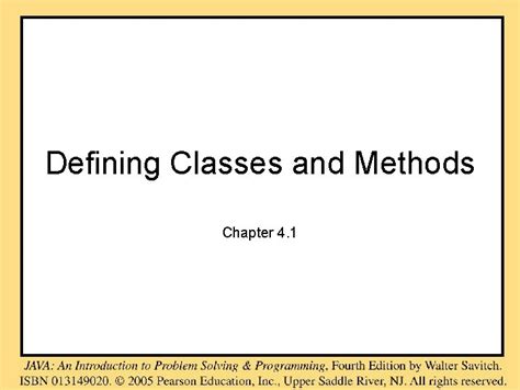 Defining Classes And Methods Chapter 4 1 Key