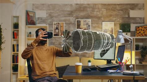 Engineer Prototyping Turbine Using Vr Stock Illustration Illustration