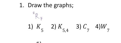 1 Draw The Graphs1 K5 2 K54 3 C7 4 W7 Filo