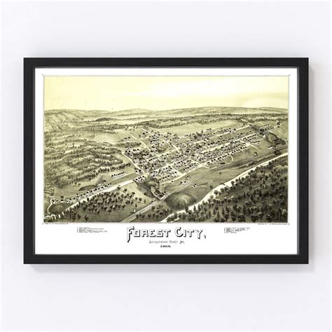 Forest City Map 1889 Vintage Forest City Map Old Forest City