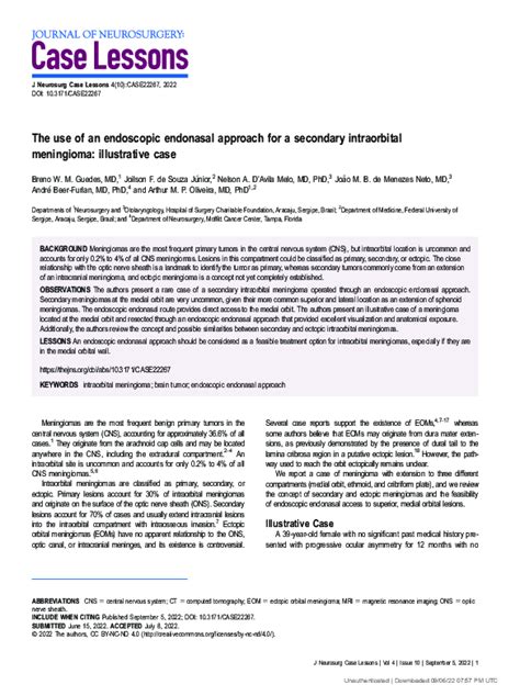 Pdf The Use Of An Endoscopic Endonasal Approach For A Secondary